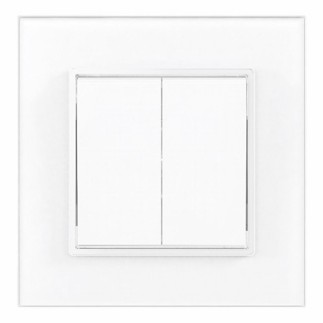 Intrerupator Dublu Cu Rama Din Sticla Alba SPN SPN1475